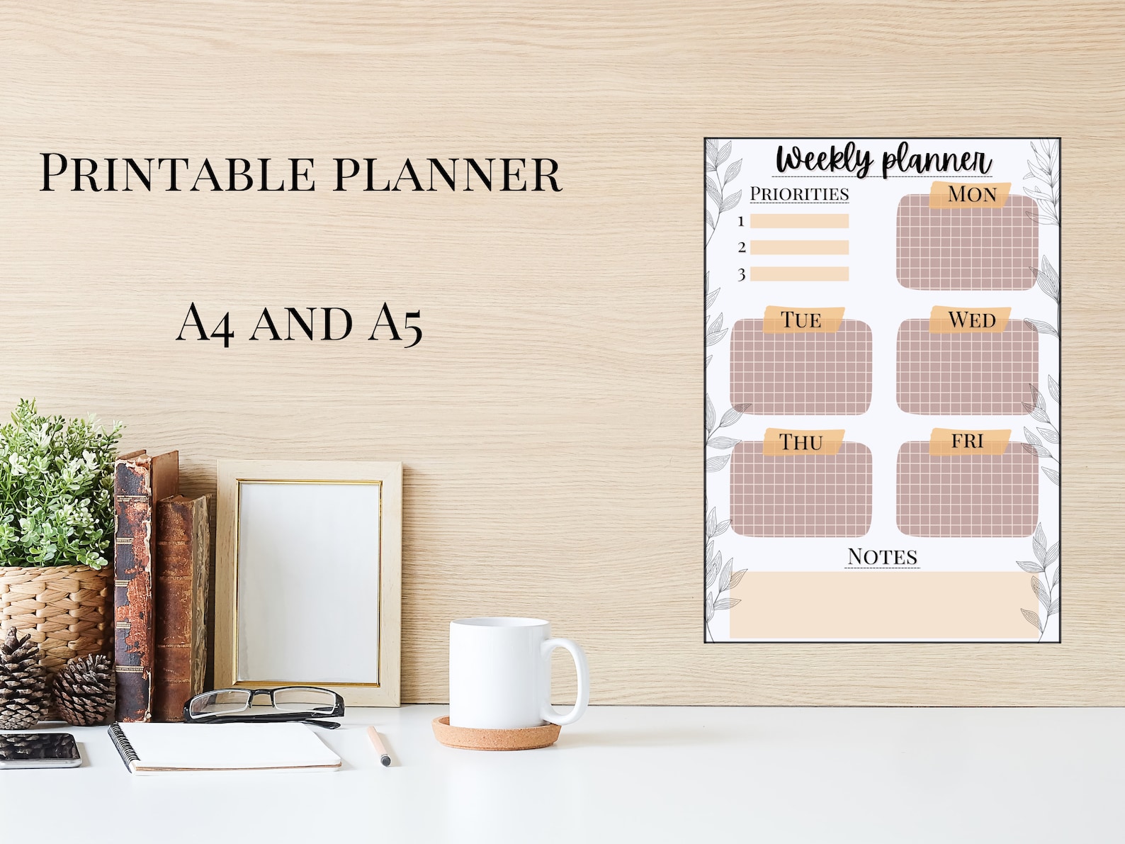 Weekly Planner Printable Digital Calendar Size A4 and A5 - Etsy