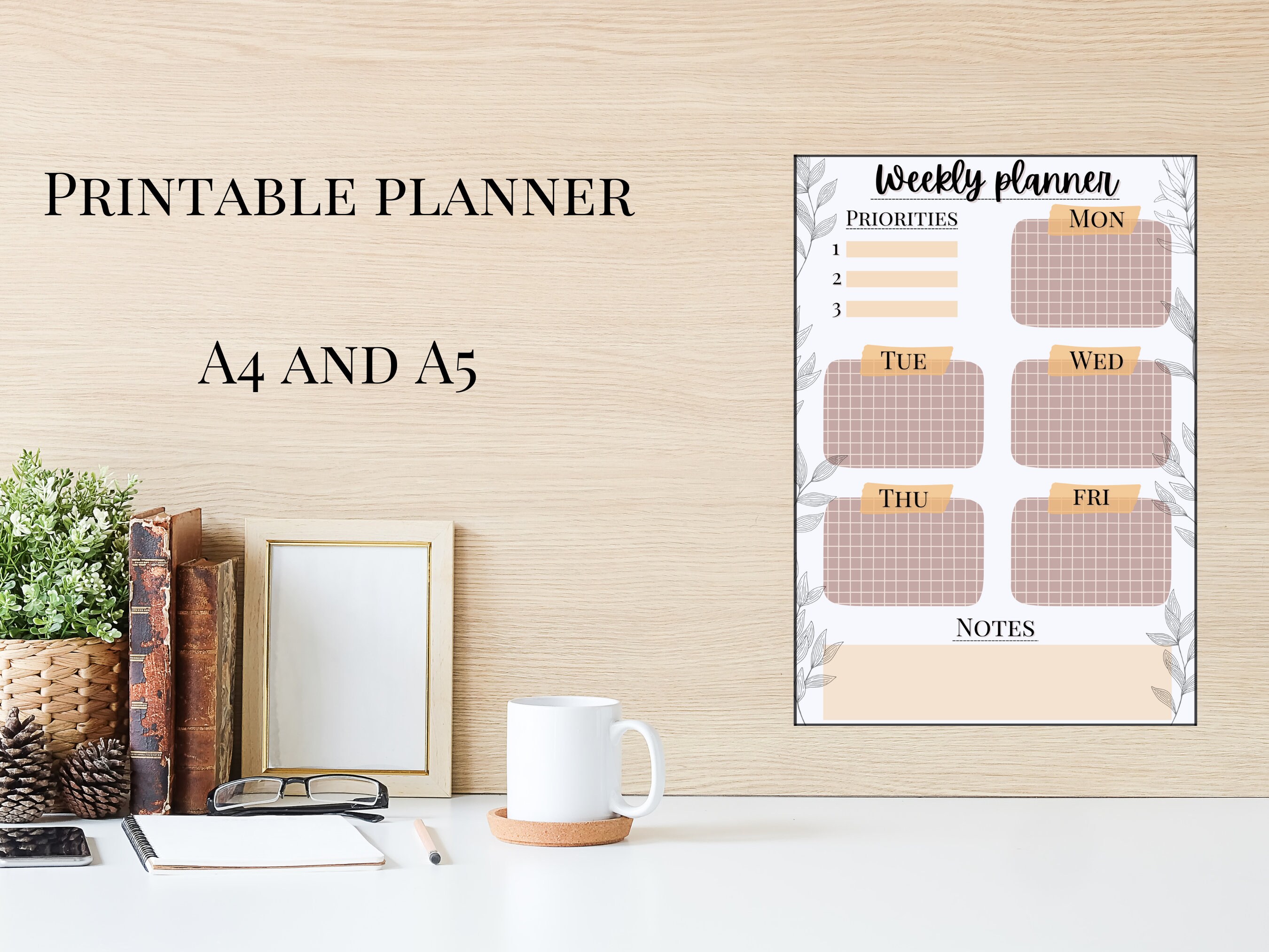 Weekly Planner, Printable Digital Calendar, Size A4 and A5, Weekly ...