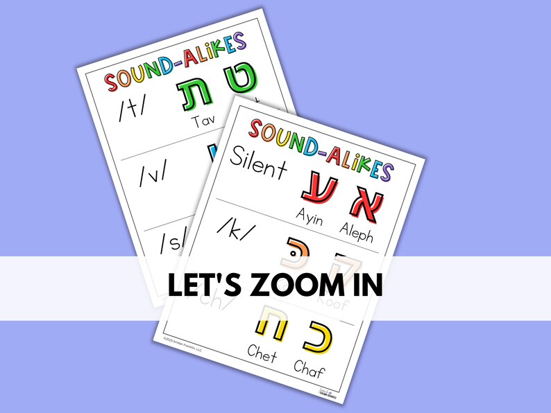 Hebrew Alphabet (aleph-bet) Posters - Look Alikes, Sound Alikes, Final ...