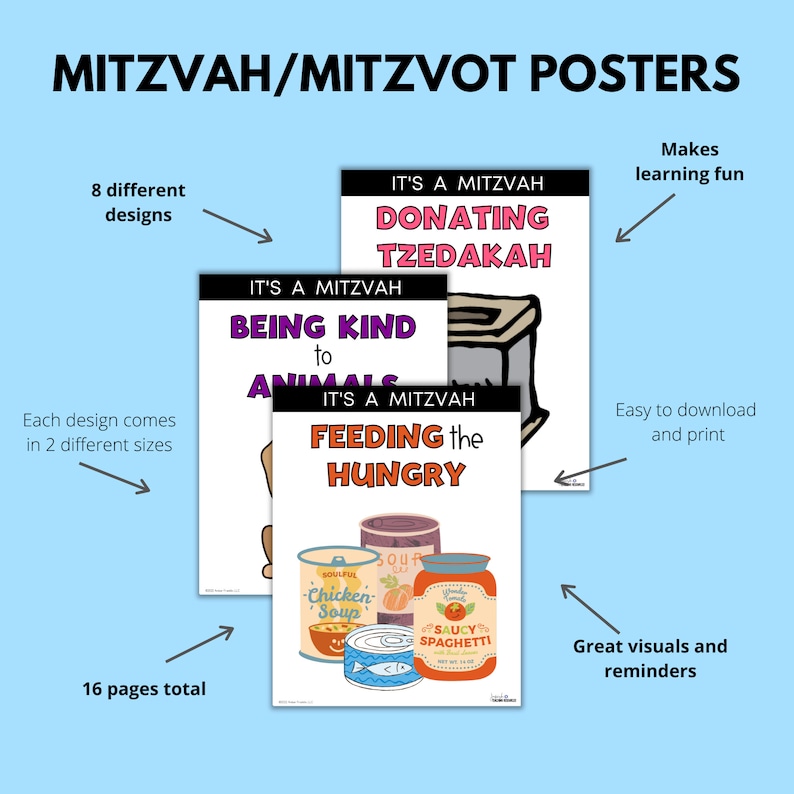 Mitzvah Mitzvot Classroom Poster Set - Etsy