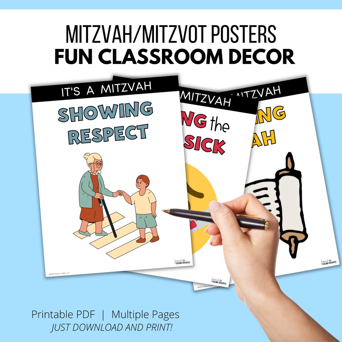 Mitzvah Mitzvot Classroom Poster Set - Etsy