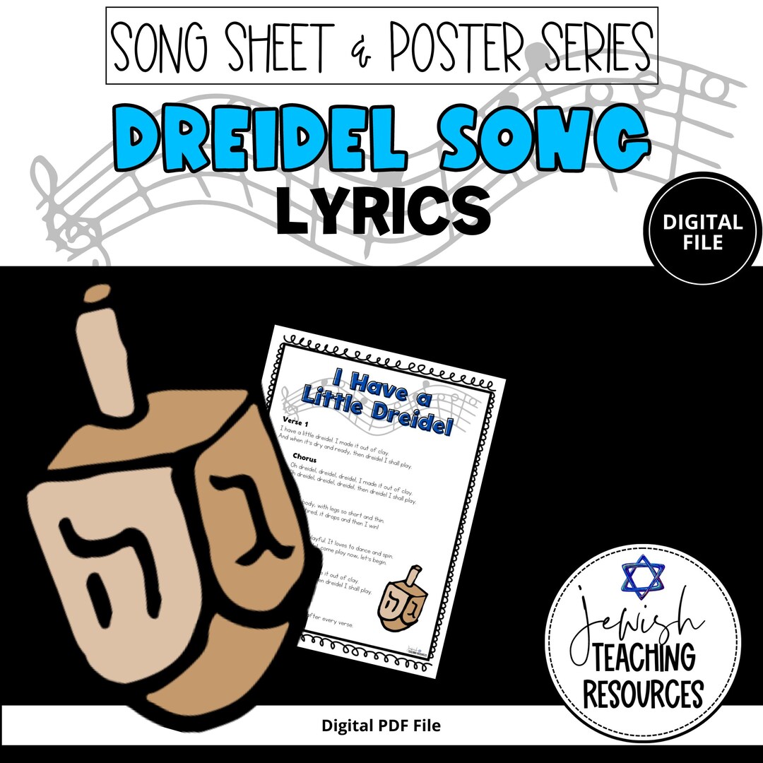 Dreidel Song Lyrics | Song Sheet | Poster | Hebrew School | Hanukkah ...