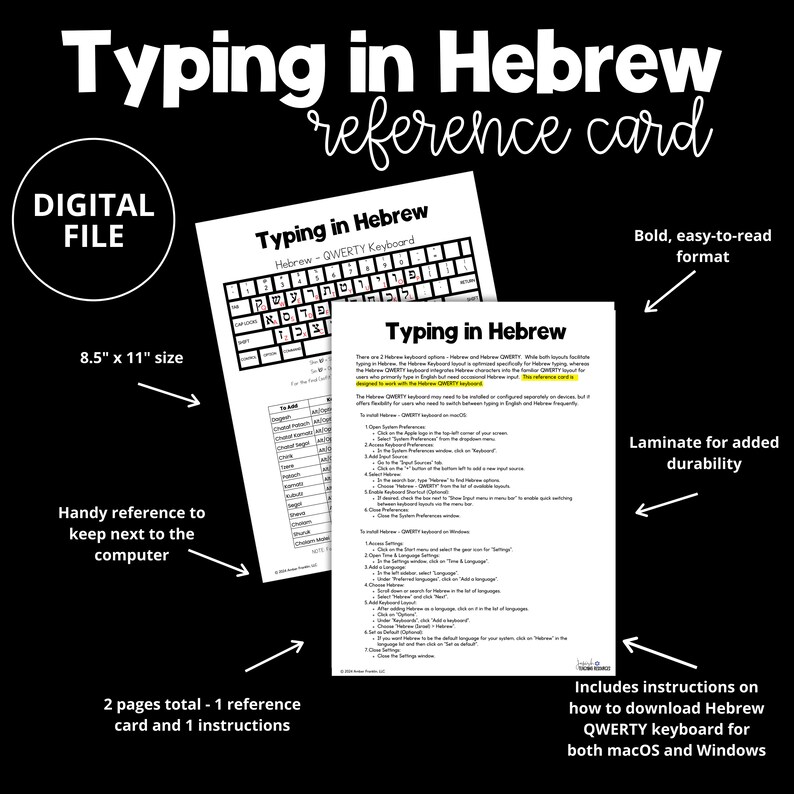 Typing in Hebrew, Hebrew QWERTY Keyboard, Hebrew Alphabet and Vowels ...