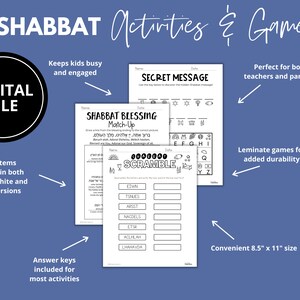 Shabbat Activity Sheets & Games | Jewish Printables | Shabbat Games for ...