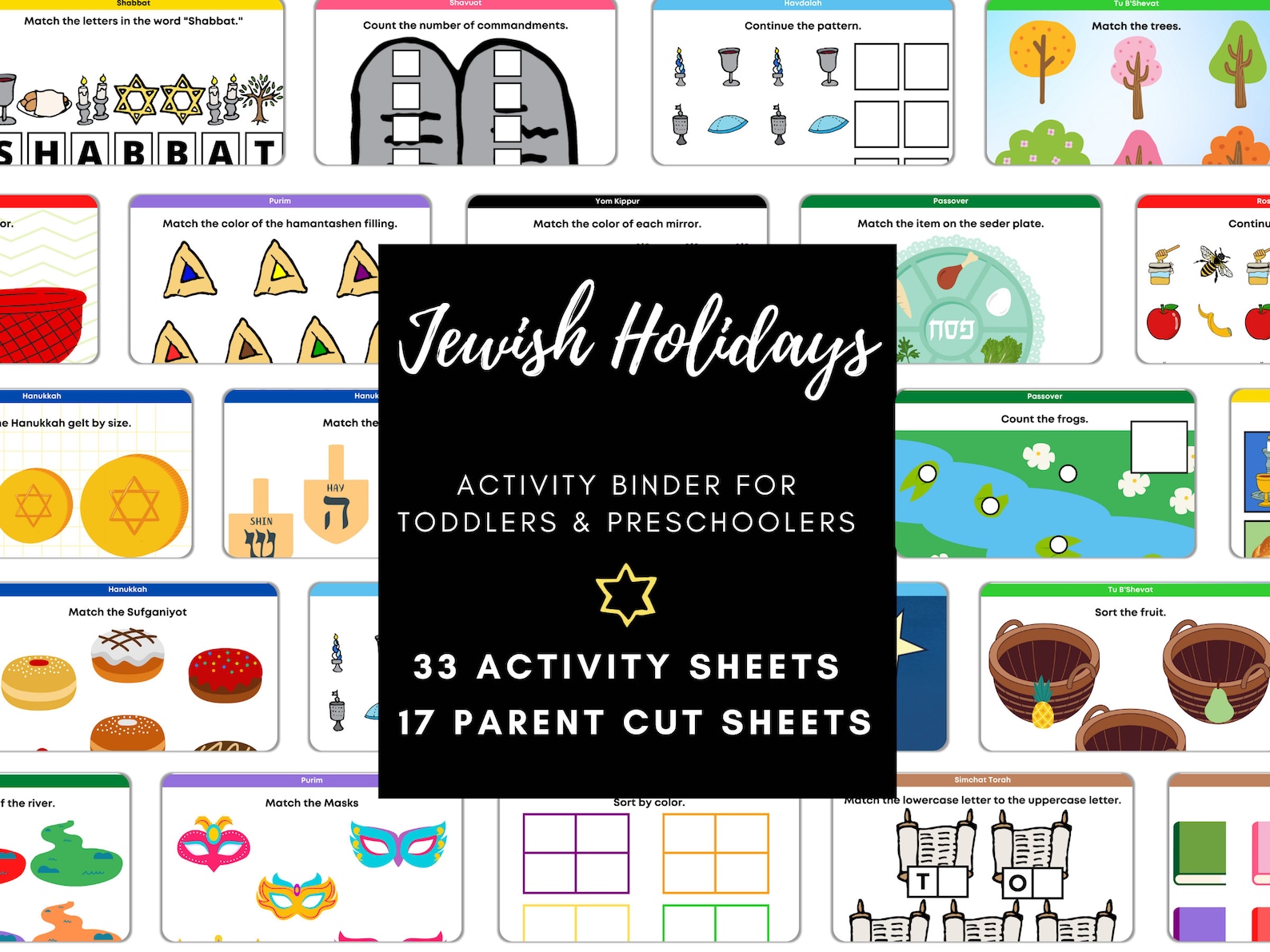 Jewish Holiday Preschool Learning Binder, Jewish Holiday Busy Book ...