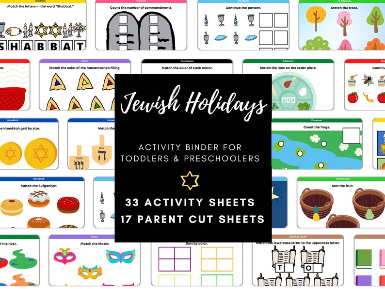 Jewish Holiday Preschool Learning Binder, Jewish Holiday Busy Book ...