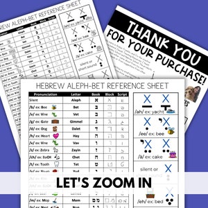 Hebrew Alphabet, Aleph-bet Chart, Reference Sheet, Hebrew School ...