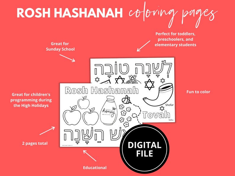 Rosh Hashanah Coloring Pages | Jewish High Holidays | Sunday School ...