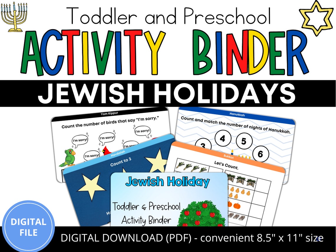 Jewish Holiday Preschool Learning Binder Jewish Holiday Busy - Etsy