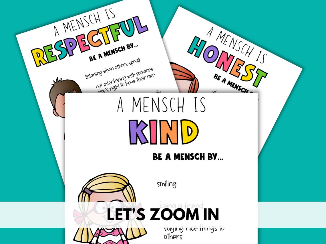 Be a Mensch Classroom Posters Jewish Classroom Decor - Etsy