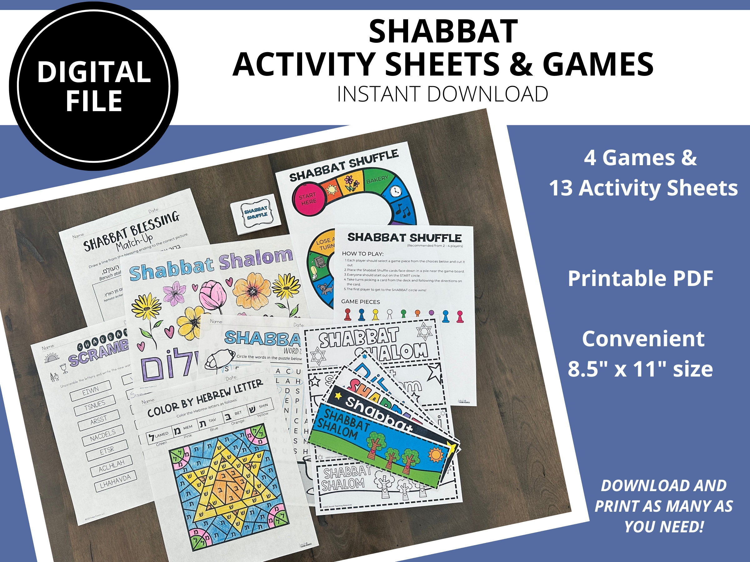 Shabbat Activity Sheets & Games | Jewish Printables | Shabbat Games for ...