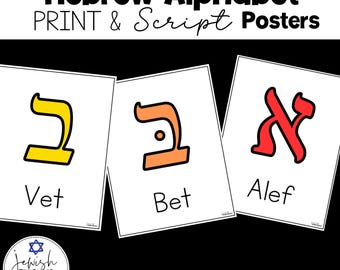 Hebrew Alphabet Poster (print & Cursive) UV Protected Hebrew Study ...