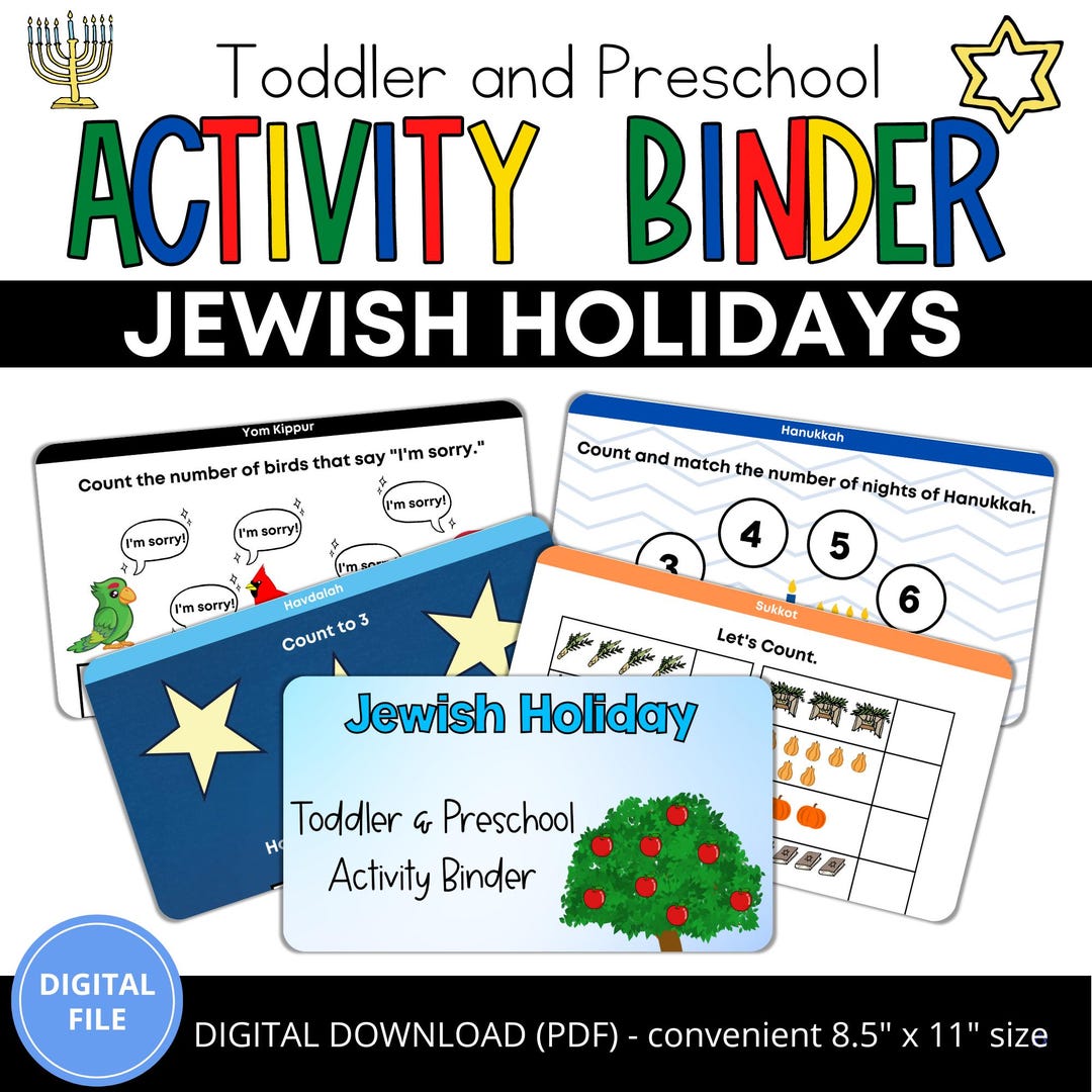 Jewish Holiday Preschool Learning Binder, Jewish Holiday Busy Book ...