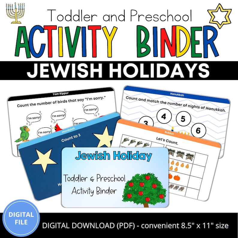 Jewish Holiday Preschool Learning Binder, Jewish Holiday Busy Book ...