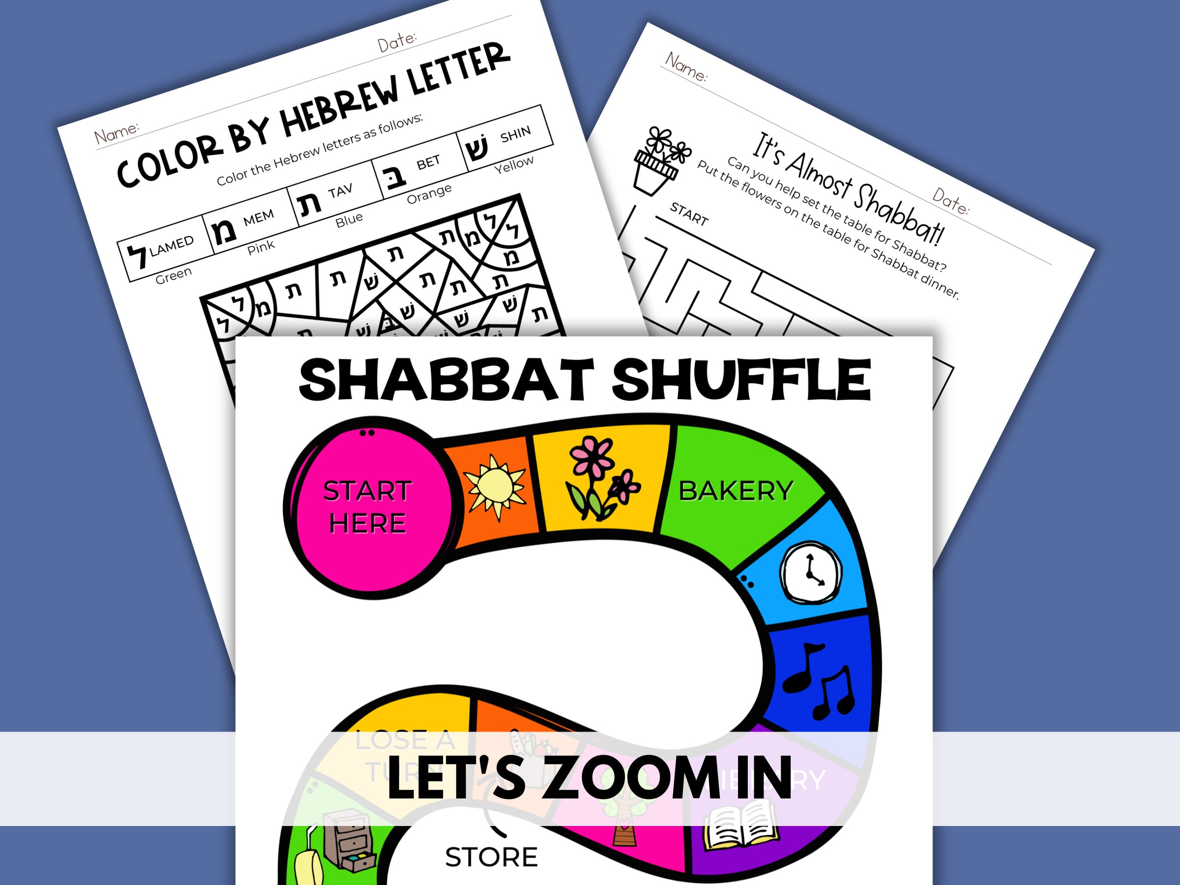 Shabbat Activity Sheets & Games Jewish Printables Shabbat Games for ...