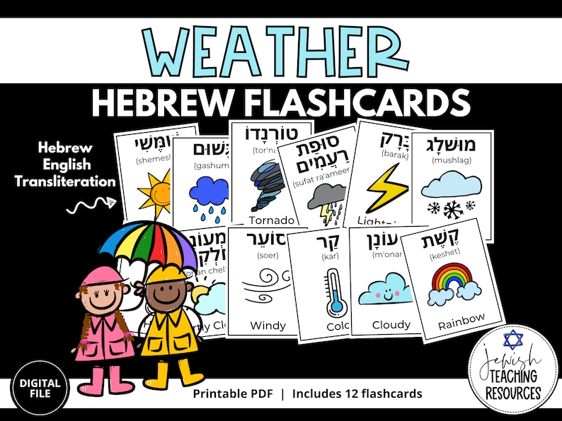 Hebrew Flashcard Digital BUNDLE Colors, Numbers, Animals, Shapes ...