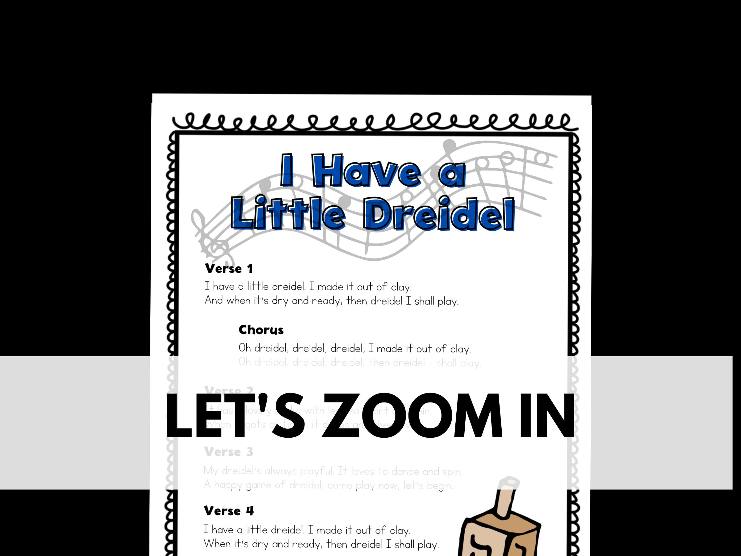 Dreidel Song Lyrics Song Sheet Poster Hebrew School Hanukkah Chanukah ...