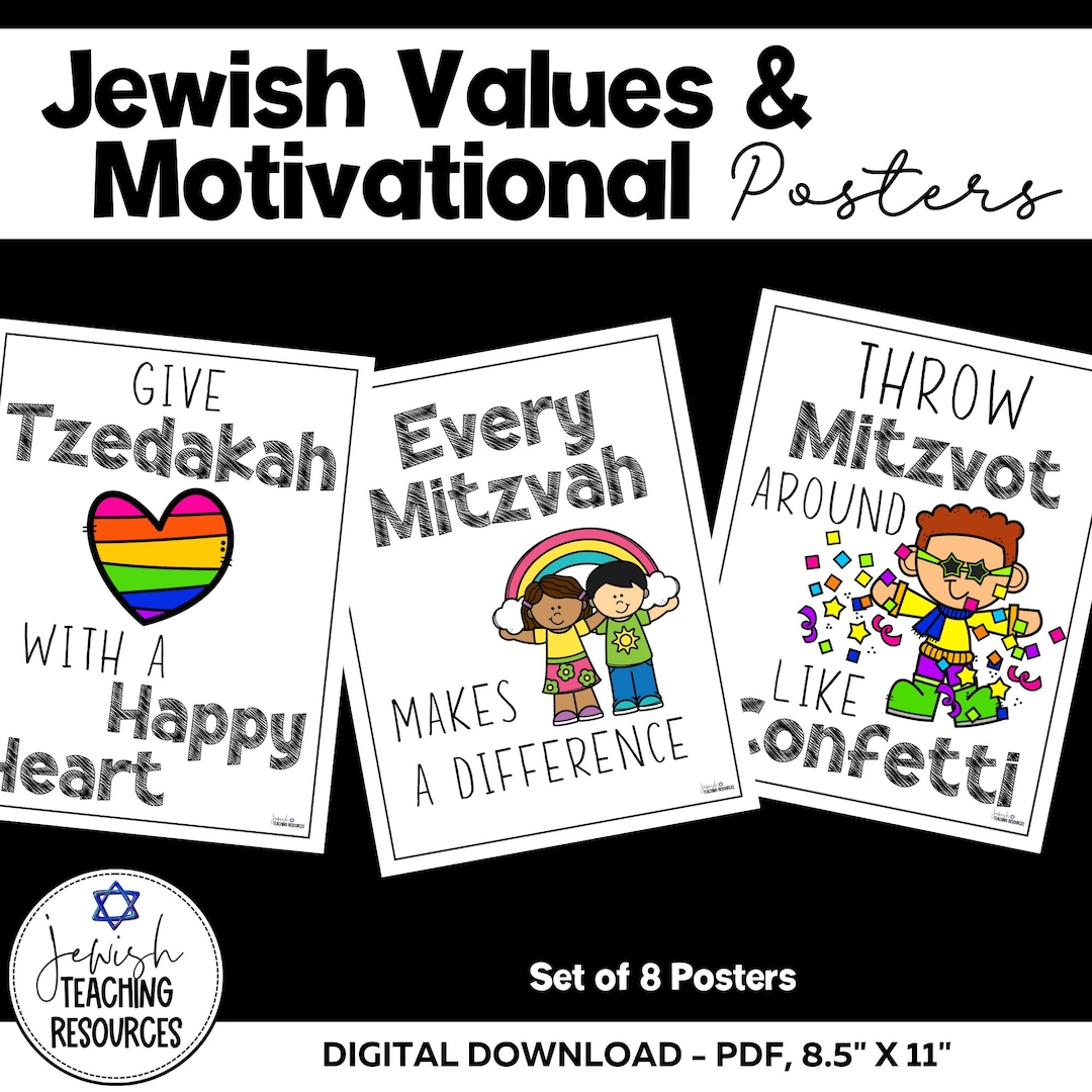 Jewish Values Motivational Posters Mitzvah Mitzvot Tikkun Olam - Etsy