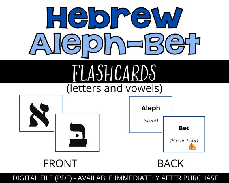 Hebrew Alphabet (aleph-bet) Flashcards - Etsy