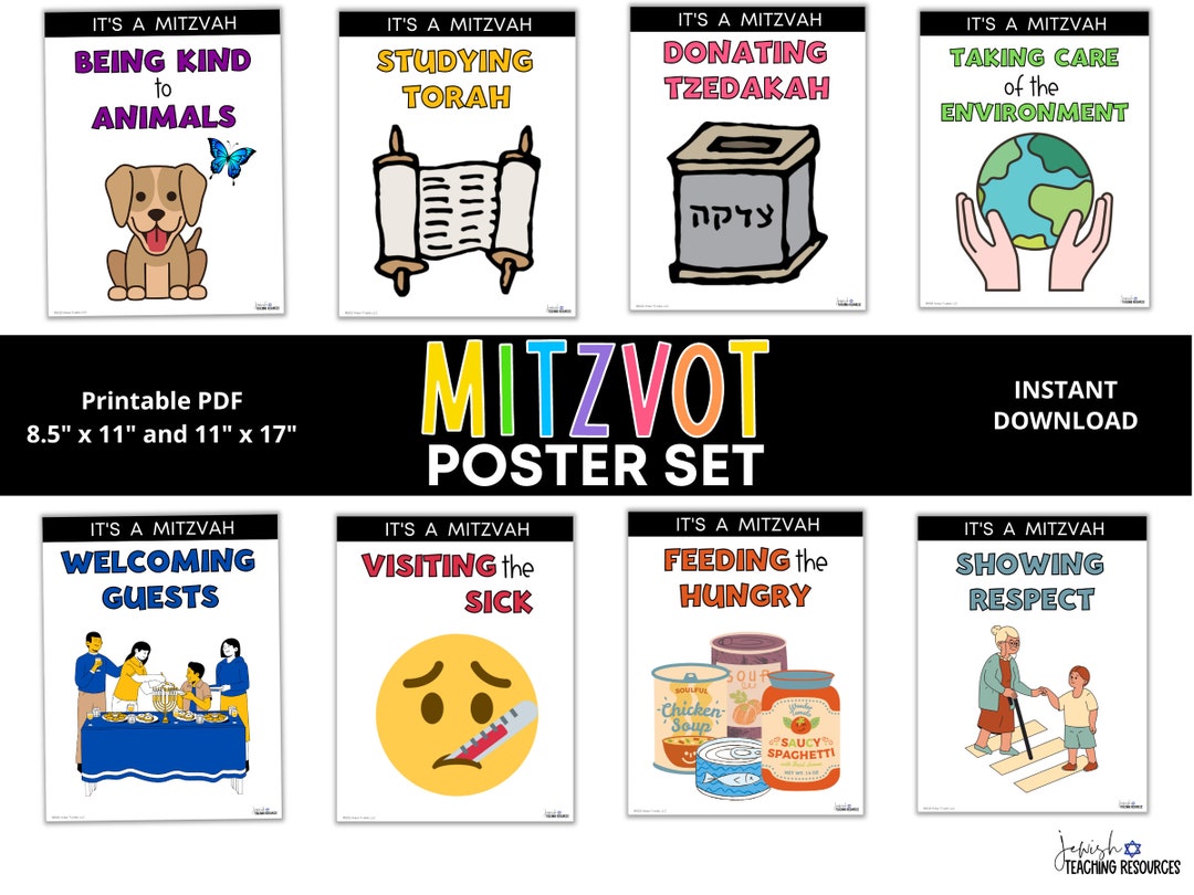 Mitzvah Mitzvot Classroom Poster Set - Etsy