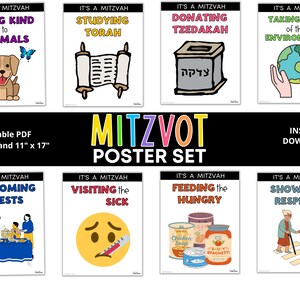 Mitzvah Mitzvot Classroom Poster Set - Etsy