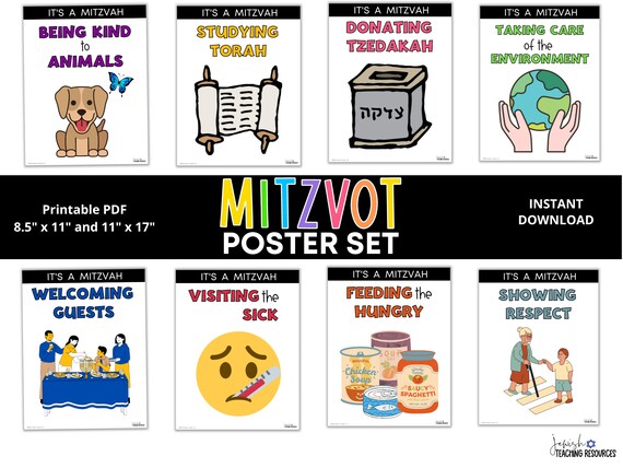 Mitzvah Mitzvot Classroom Poster Set - Etsy