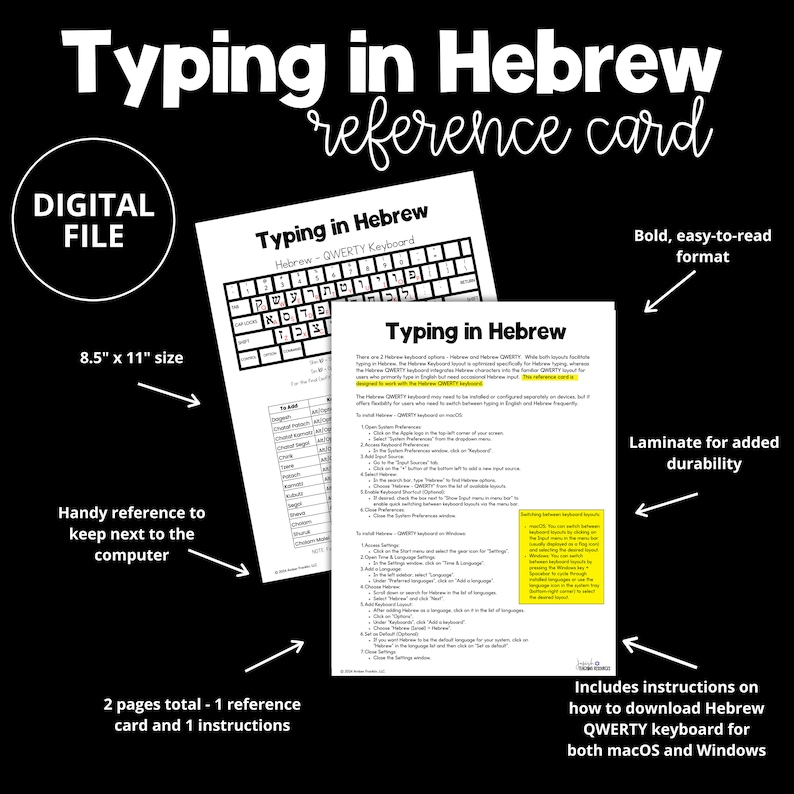 Typing in Hebrew, Hebrew QWERTY Keyboard, Hebrew Alphabet and Vowels ...