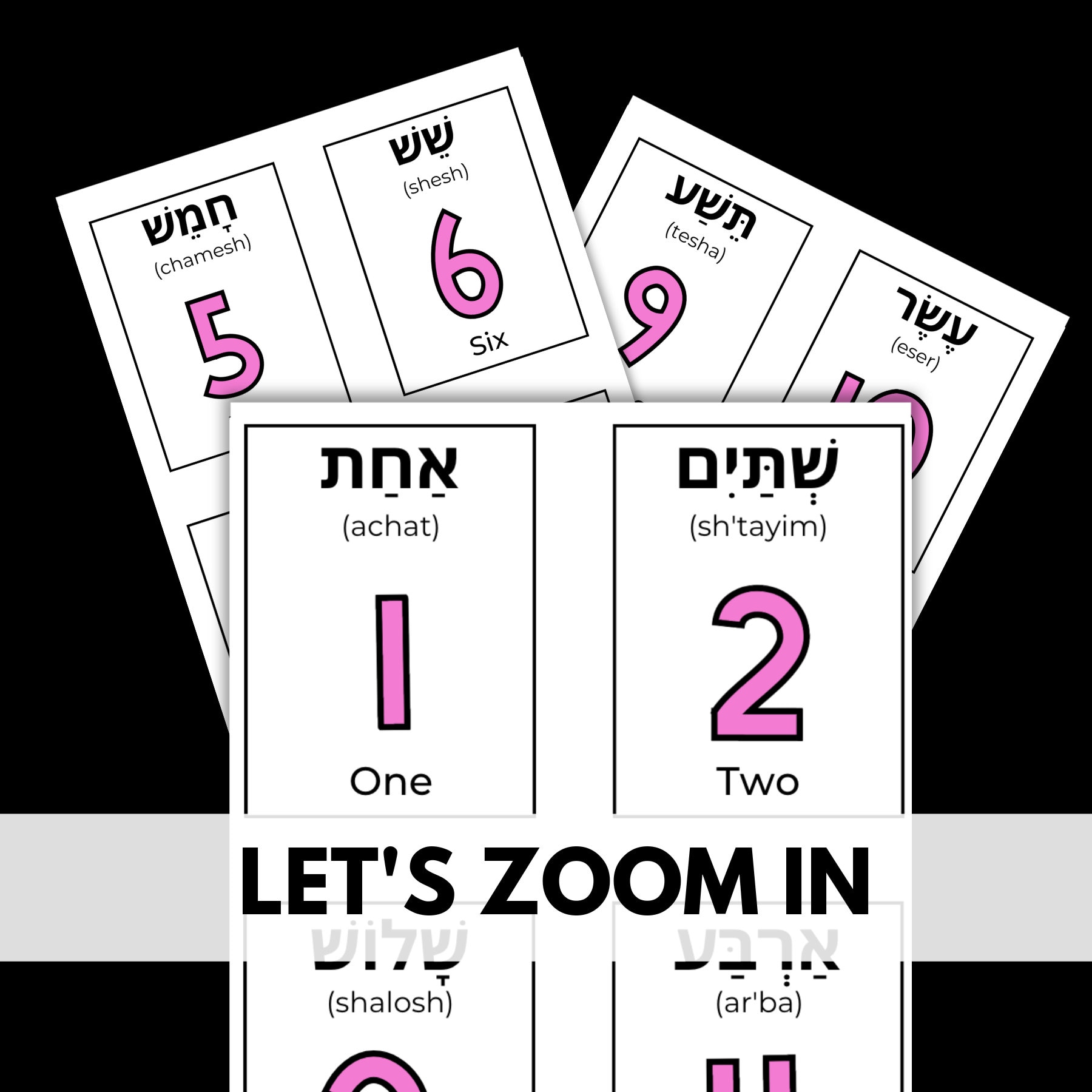 Hebrew Flashcards - Numbers - Etsy