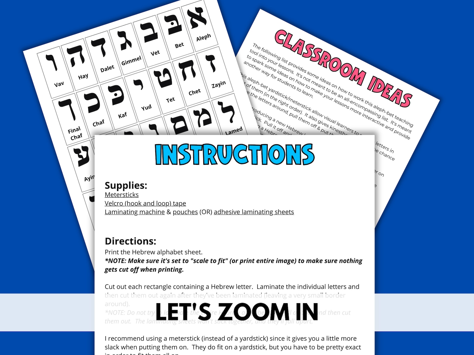 Hebrew Alphabet Aleph-bet Meterstick Teaching Tool | Hebrew School ...