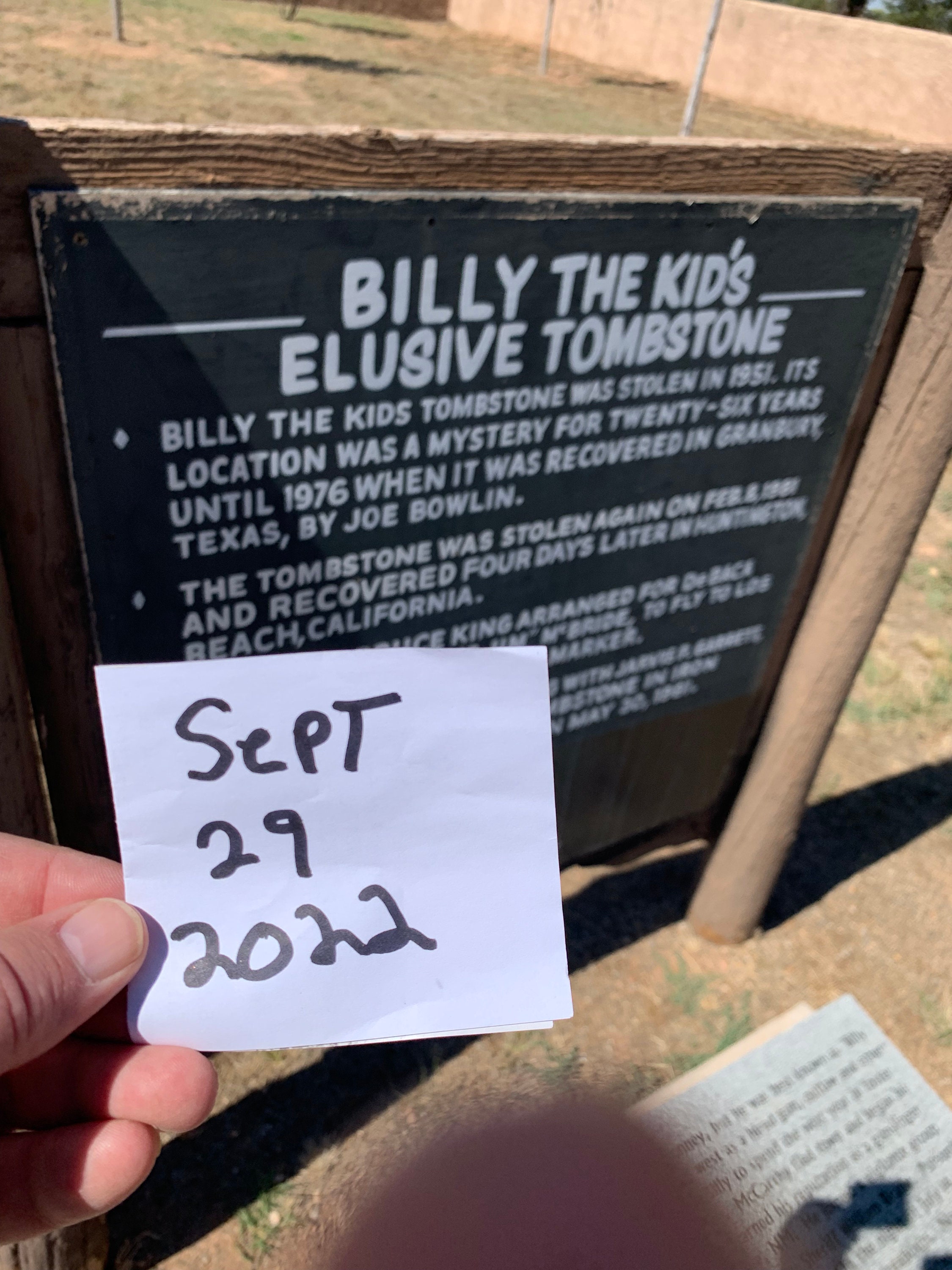 Cemetery Dirt From the Billy the Kids Grave at Old Fort Sumner ...