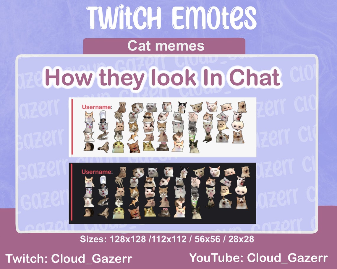 50 Cat Meme Emotes for Discord and Twitch Streaming - Etsy