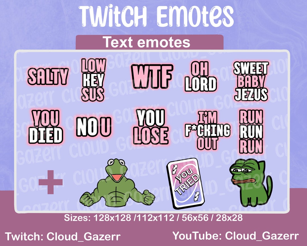 50 + 3 Free Text Emotes for Twitch and Discord - Etsy
