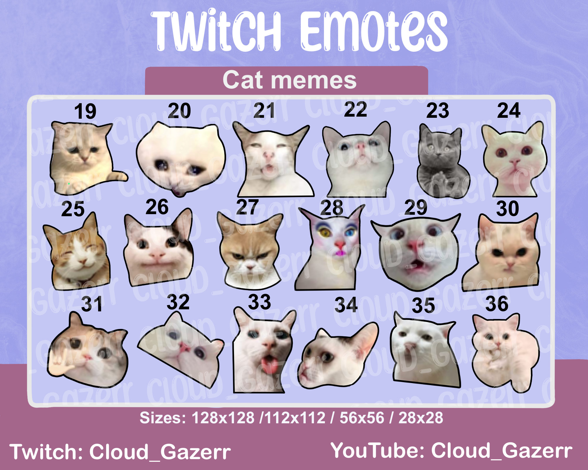 50 Cat Meme Emotes for Discord and Twitch Streaming - Etsy Canada