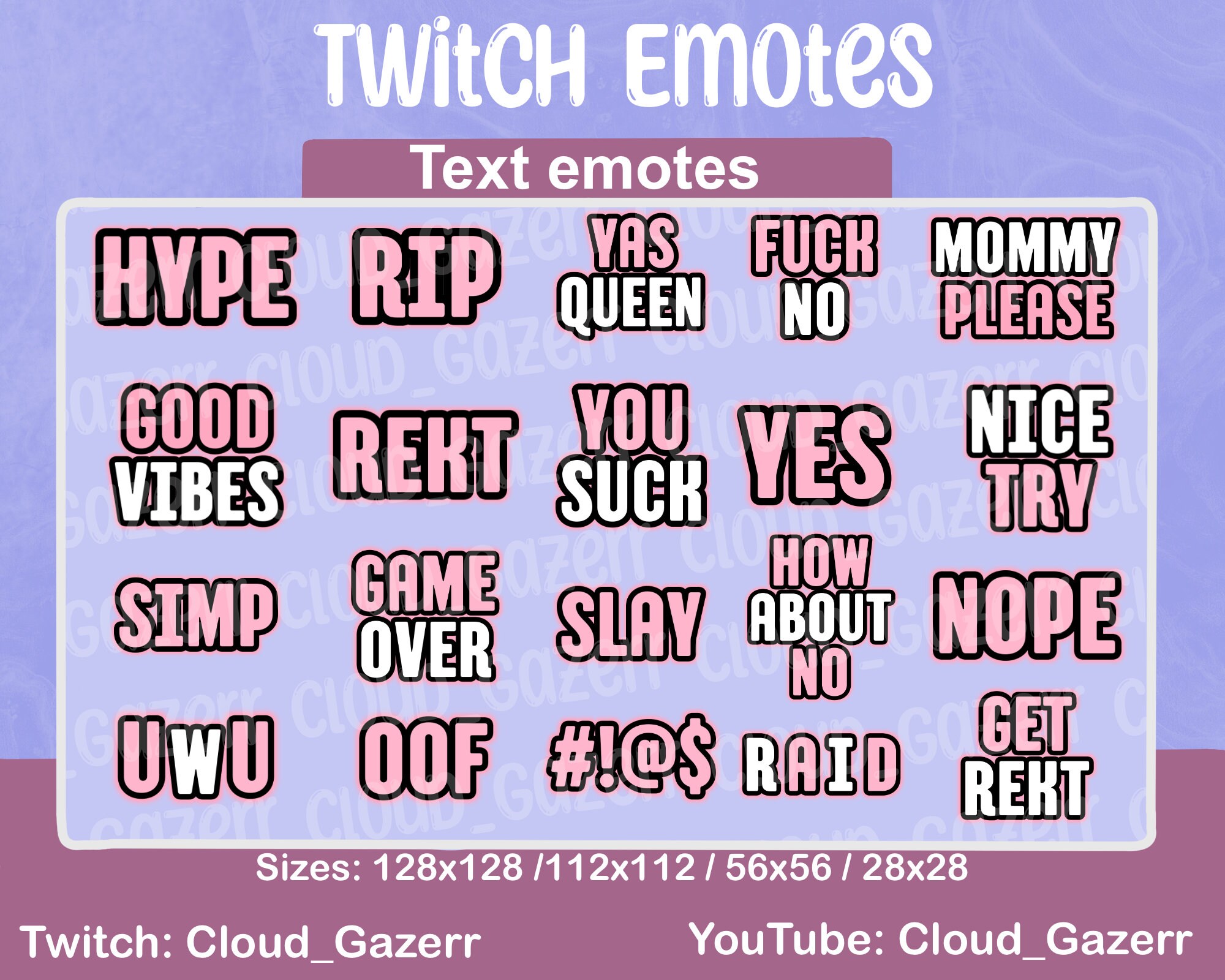 50 + 3 Free Text Emotes for Twitch and Discord - Etsy