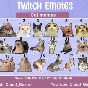 50 Cat Meme Emotes for Discord and Twitch Streaming - Etsy