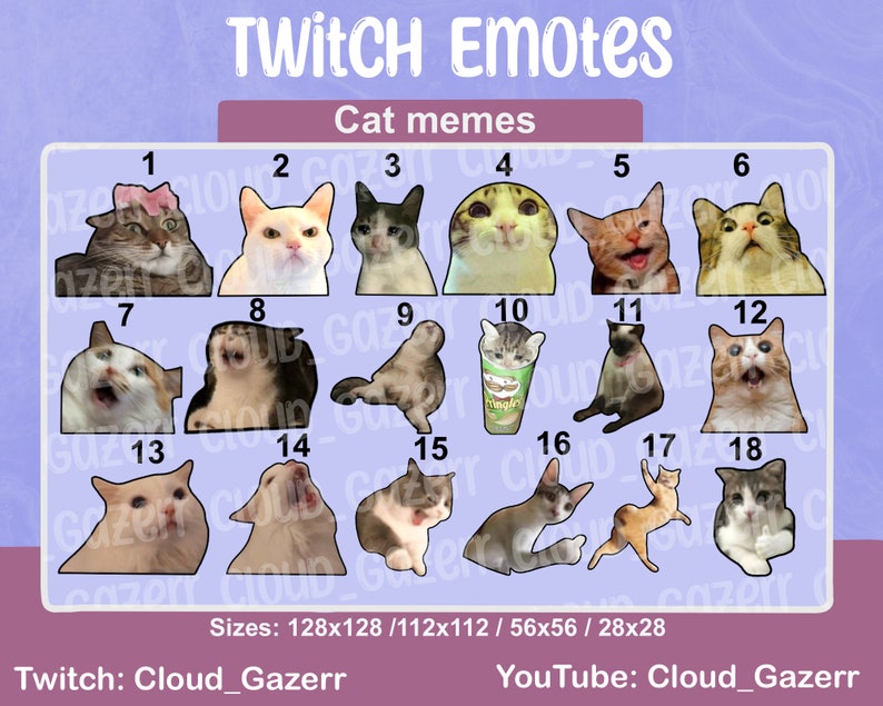 50 Cat Meme Emotes for Discord and Twitch Streaming - Etsy