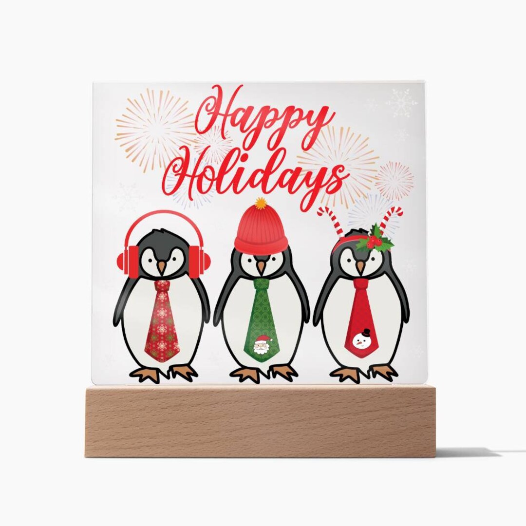Happy Holidays Penguins Decoration Night Light Lamp Gift - Etsy