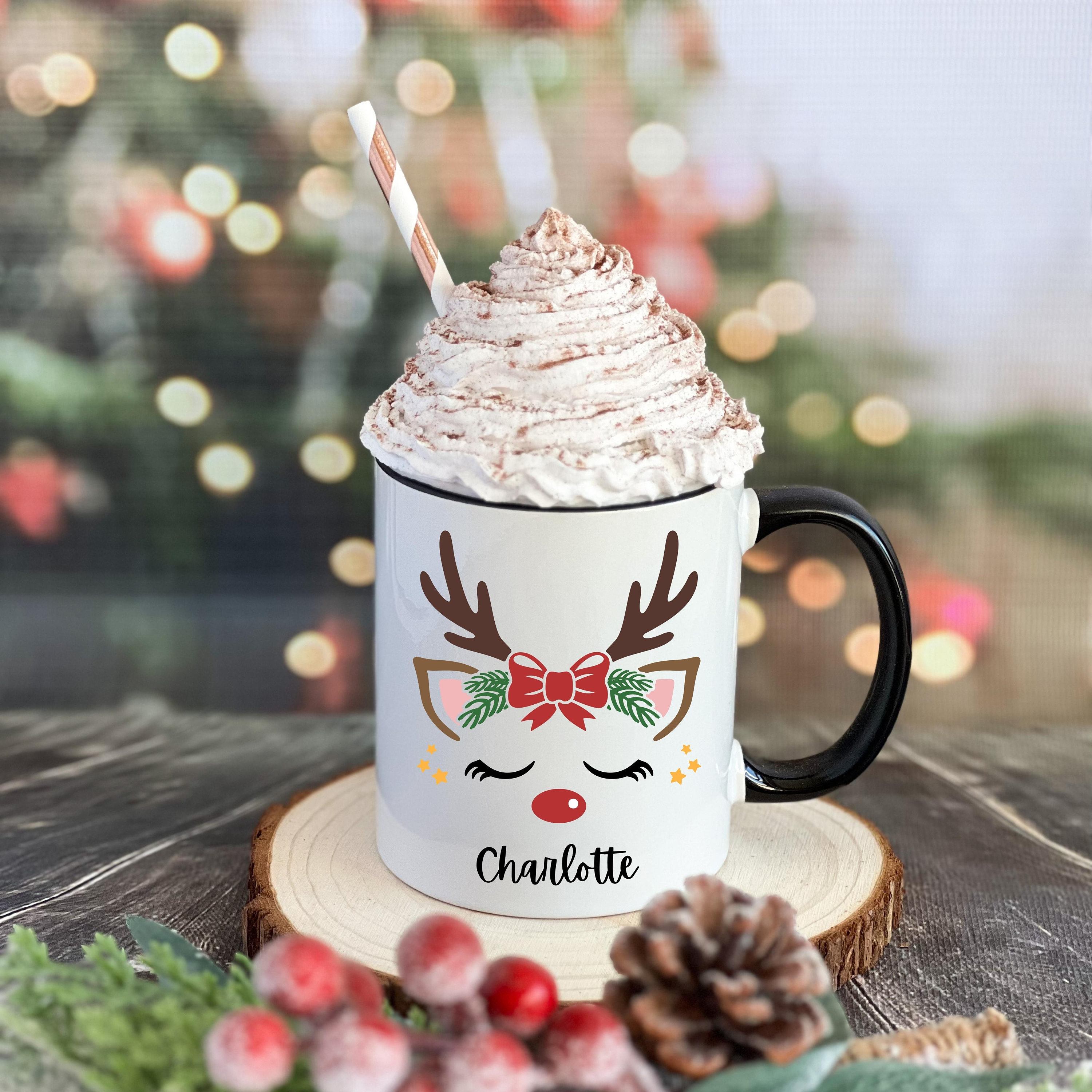 Personalized Christmas Mug, Christmas Reindeer Mug Customized Name ...