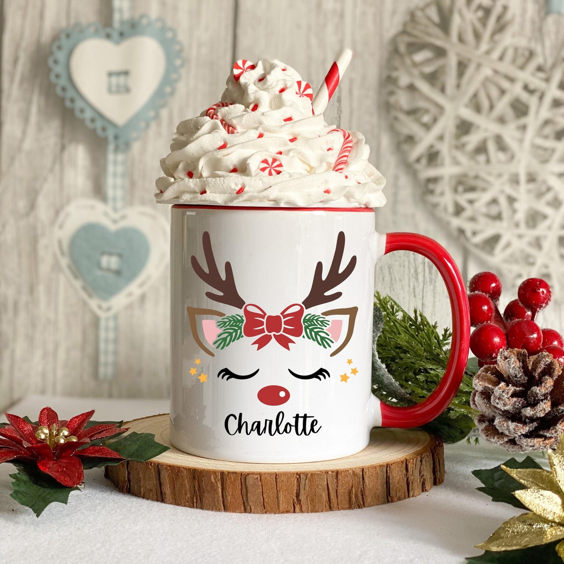 Personalized Christmas Mug, Christmas Reindeer Mug Customized Name ...