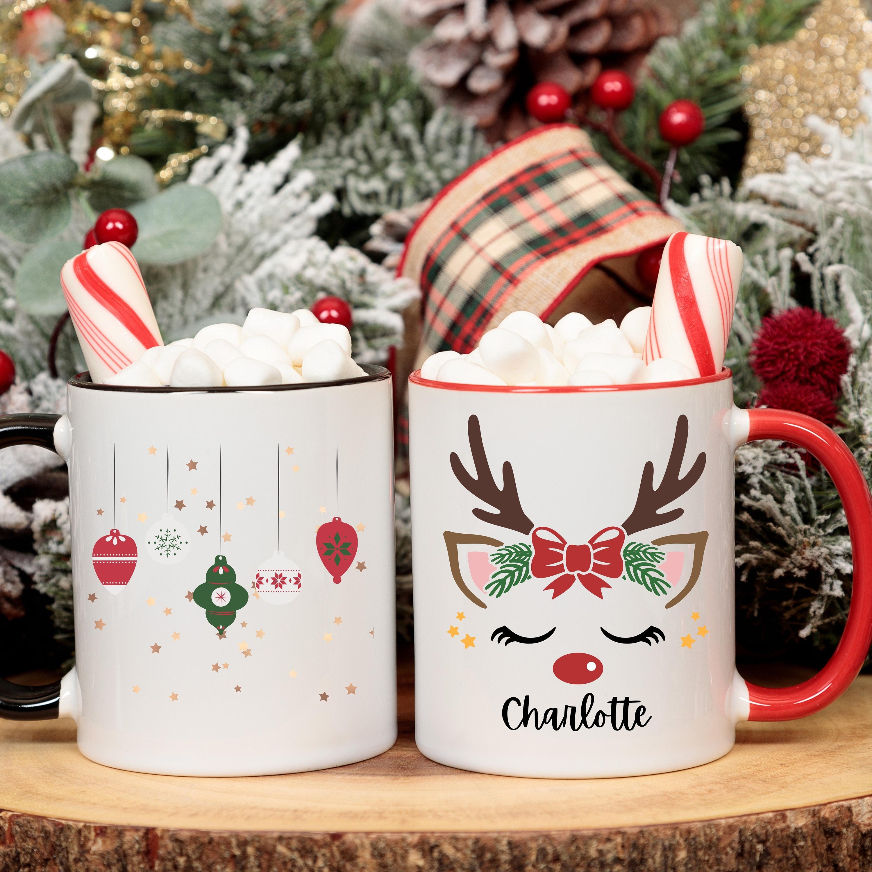 Personalized Christmas Mug, Christmas Reindeer Mug Customized Name ...