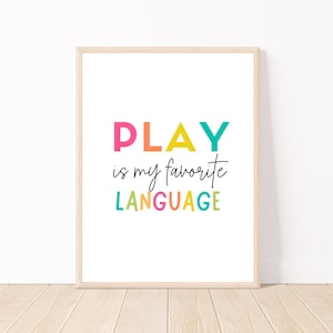 Play is My Favorite Language Print, Speech Therapy Poster, Speech ...