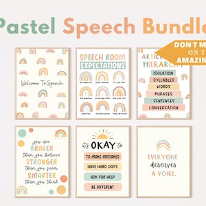 Pastel Rainbow Speech Poster Bundle, Speech and Language Poster Bundle ...