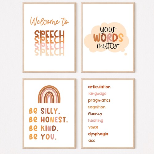 Speech Therapy Wall Art Bundle of 4 Prints / SLP Poster / - Etsy