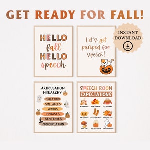 Fall Speech Therapy Poster Bundle, Fall Speech Therapy Decor, Set of 4 ...
