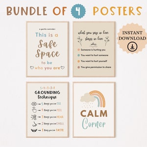 Boho School Counseling Posters, Mental Health Bundle, Counselor Office ...
