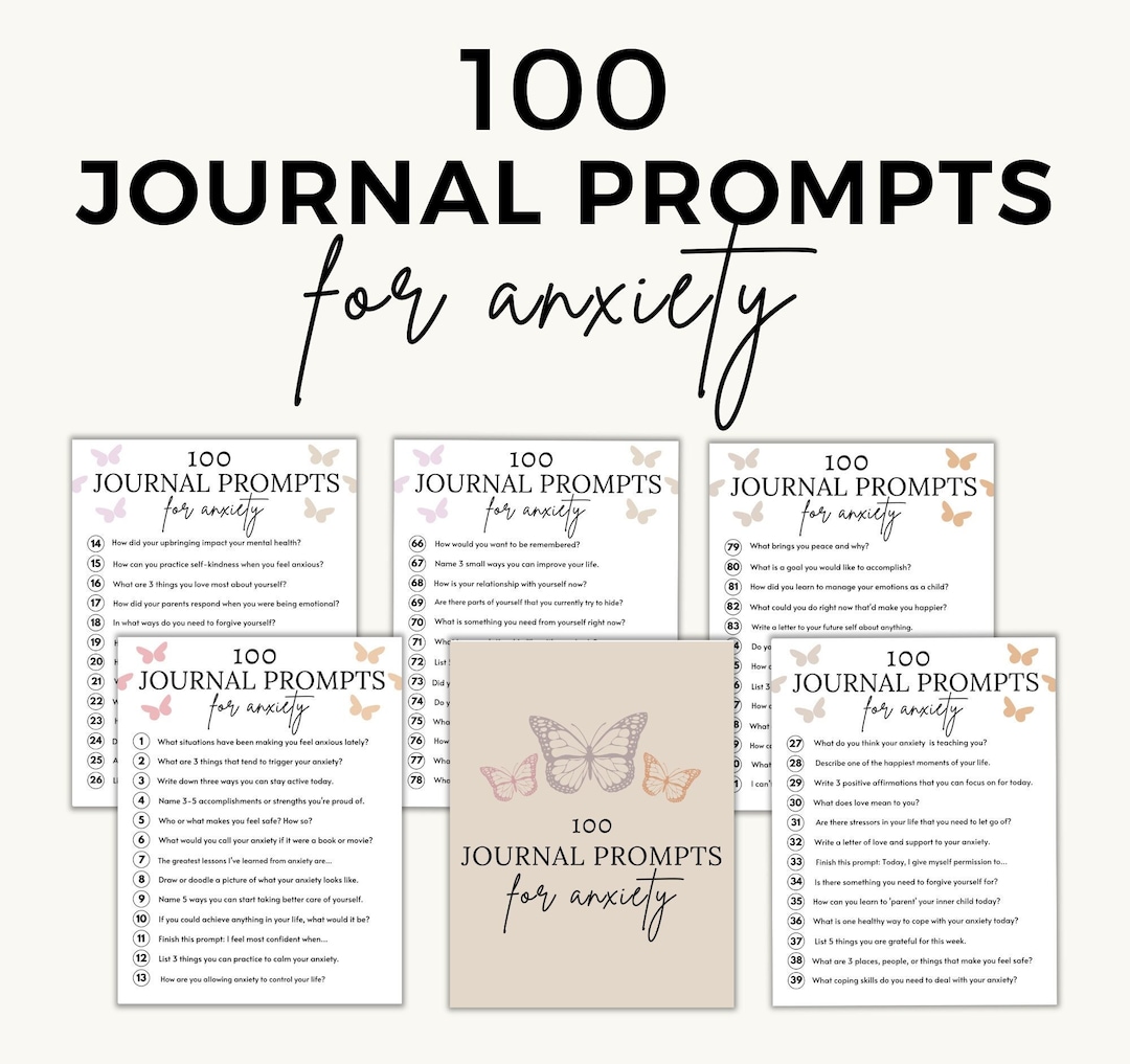 100 Journal Prompts for Anxiety, Printable Journal Pages, Printable ...