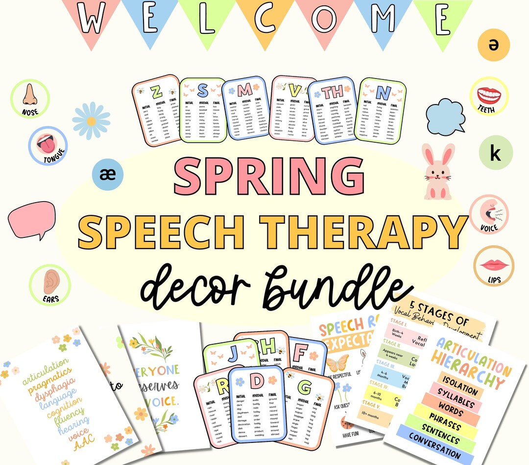 Spring Speech Therapy Bundle, Speech Therapy Room Decor, Speech ...