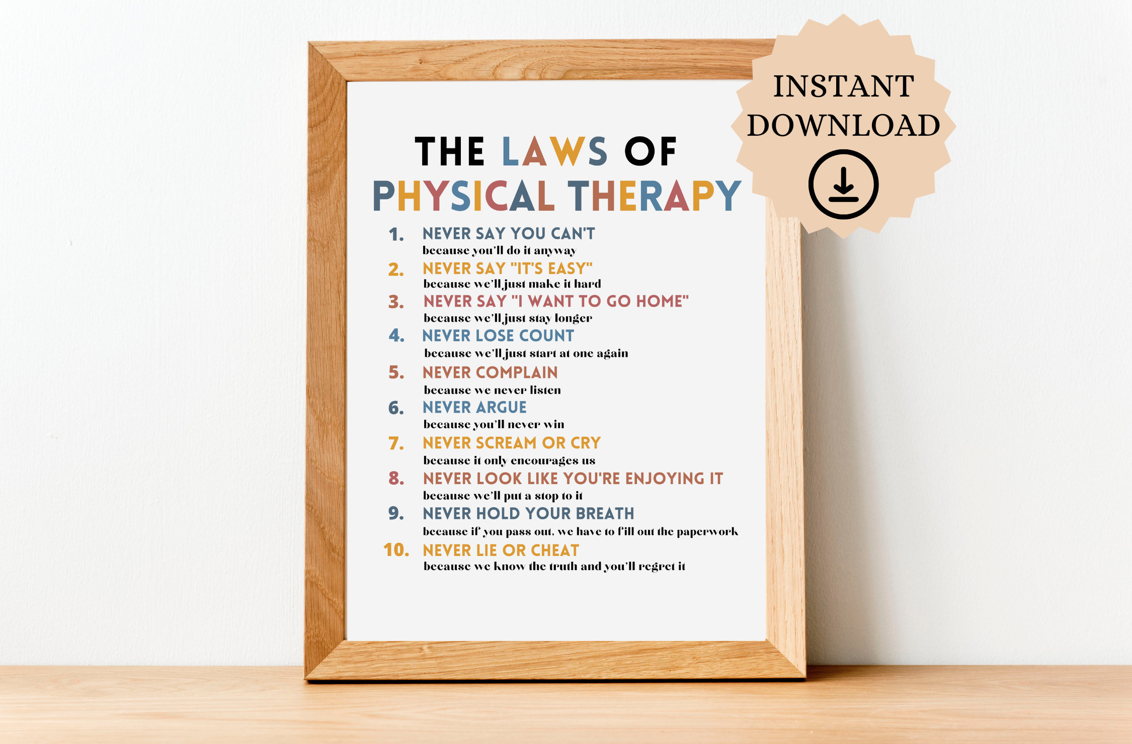 Physical Therapy Poster, the Laws of Physical Therapy, Physical Therapy ...