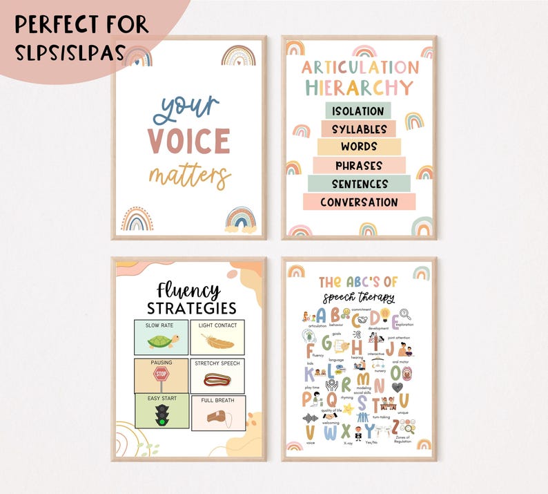 Rainbow Welcome to Speech Bundle, Set of 12, Printable SLP Posters ...