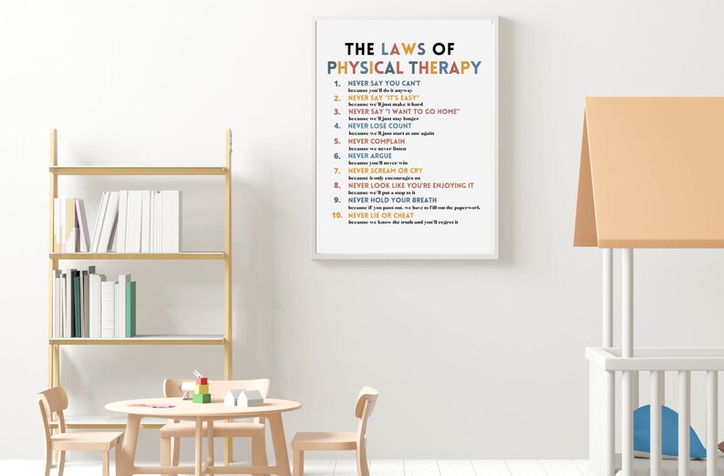 Physical Therapy Poster, the Laws of Physical Therapy, Physical Therapy ...